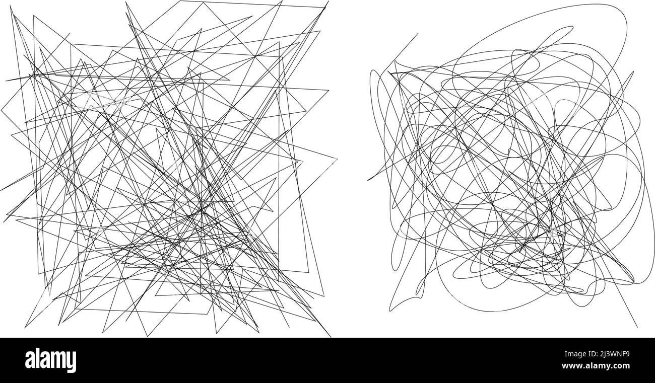 Matching pair of edgy, geometric, angular and rounded, squiggly ...