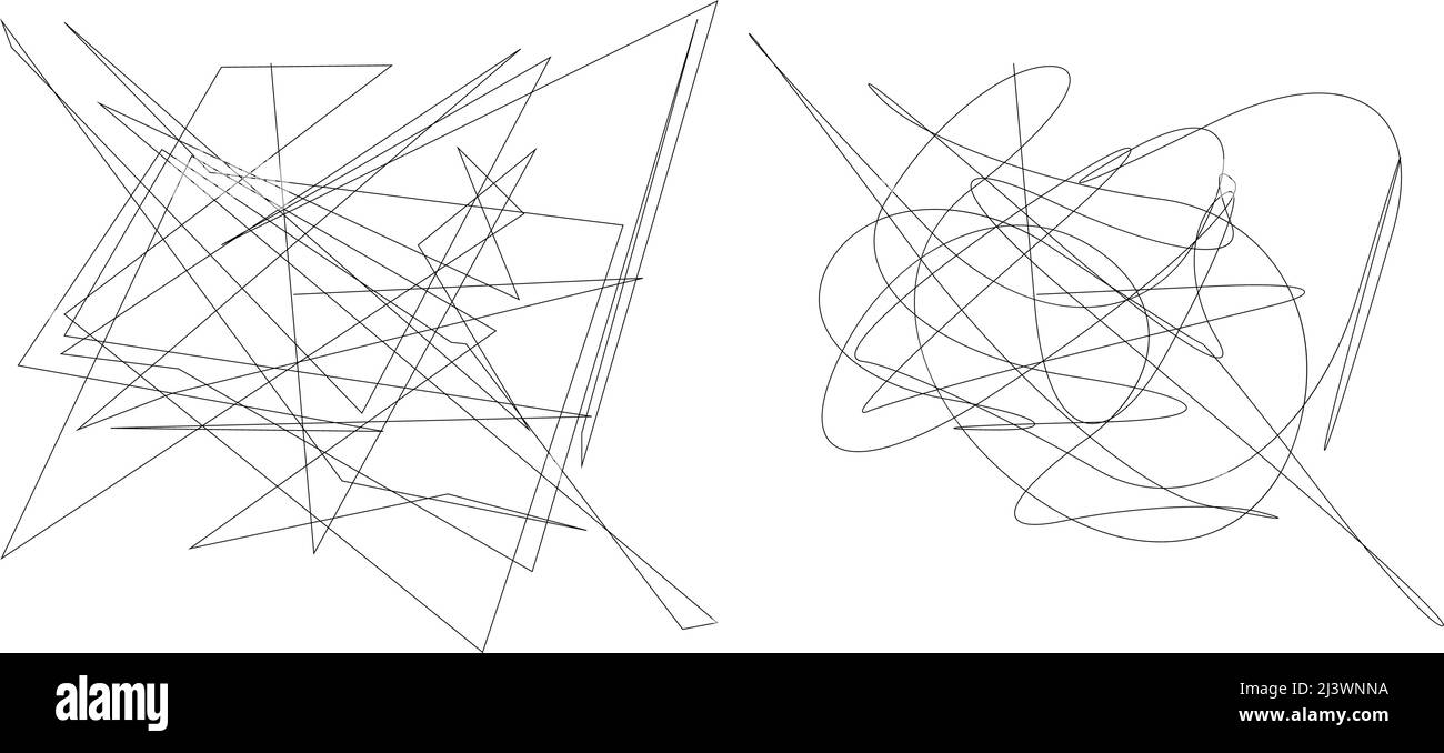 Matching pair of edgy, geometric, angular and rounded, squiggly ...