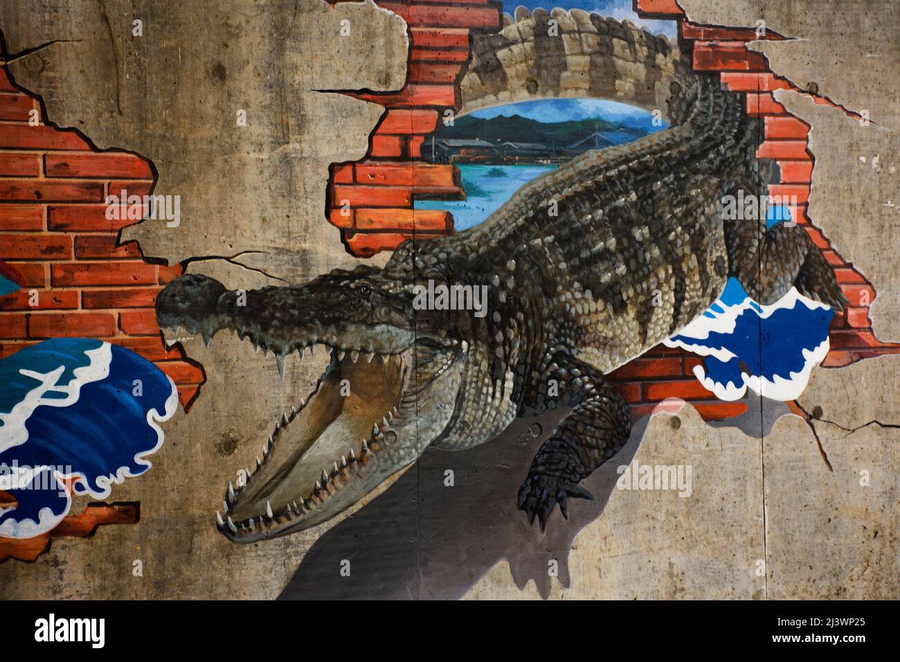 Landmark street art painting and drawing design under Saphan Maha ...