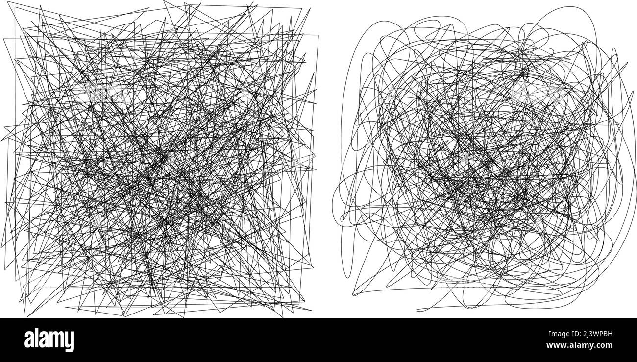 Matching pair of edgy, geometric, angular and rounded, squiggly ...