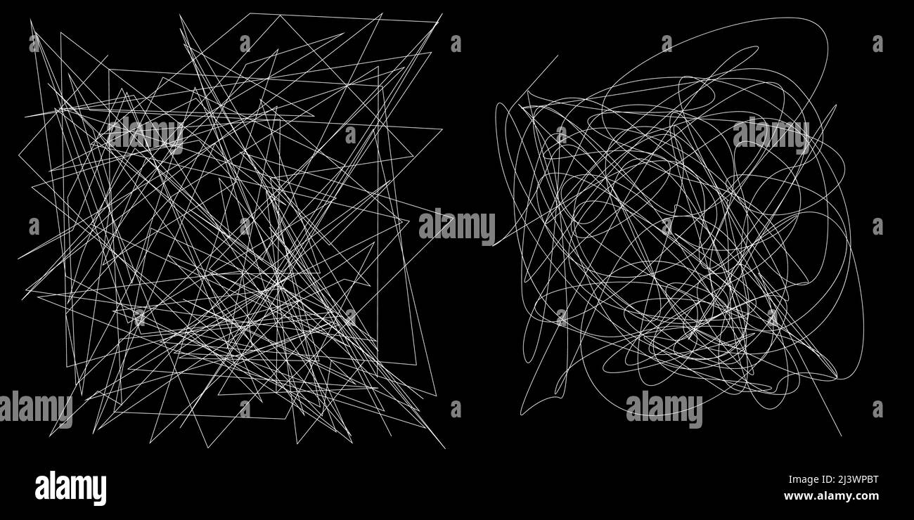 Matching pair of edgy, geometric, angular and rounded, squiggly ...