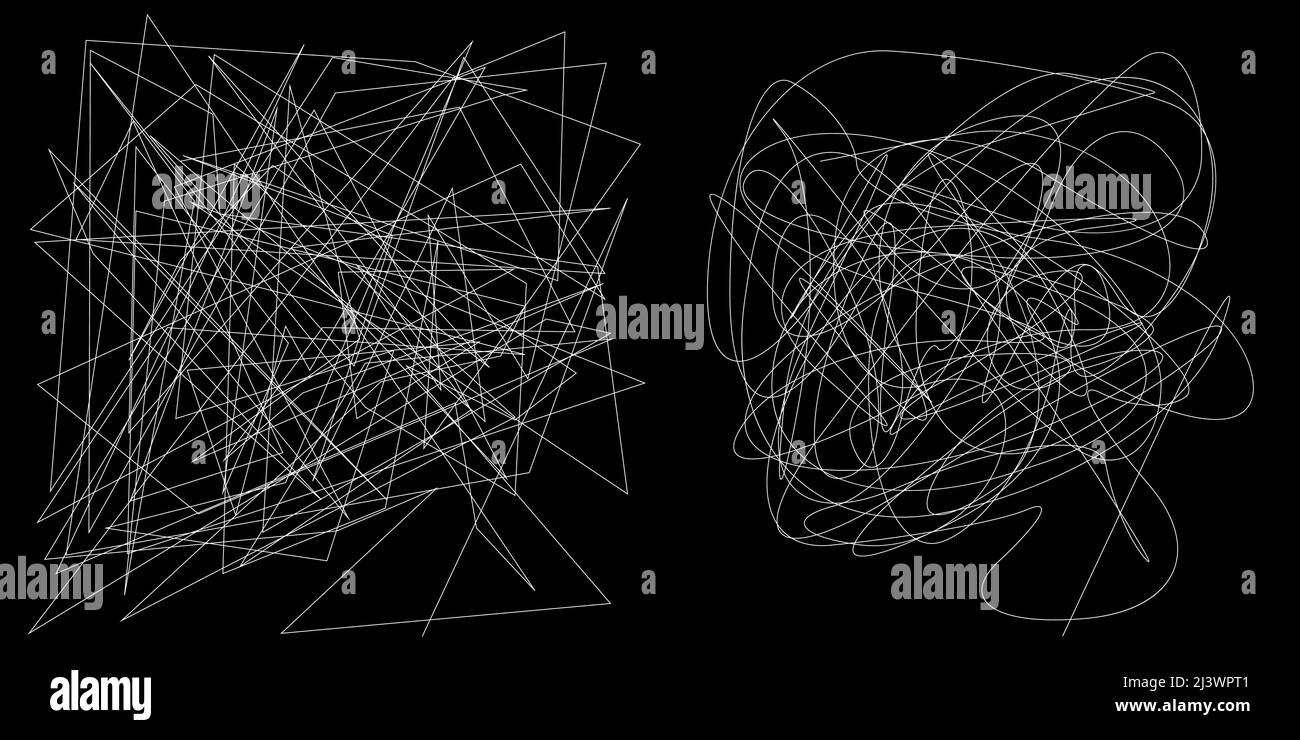 Matching pair of edgy, geometric, angular and rounded, squiggly ...