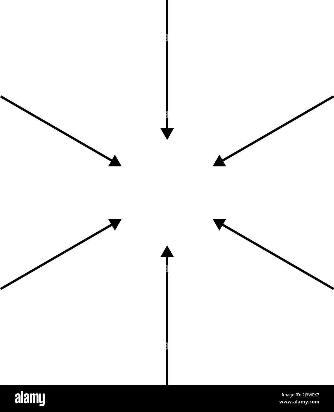 Arrows, pointers inward. Collect, intermix, gather, center and ...