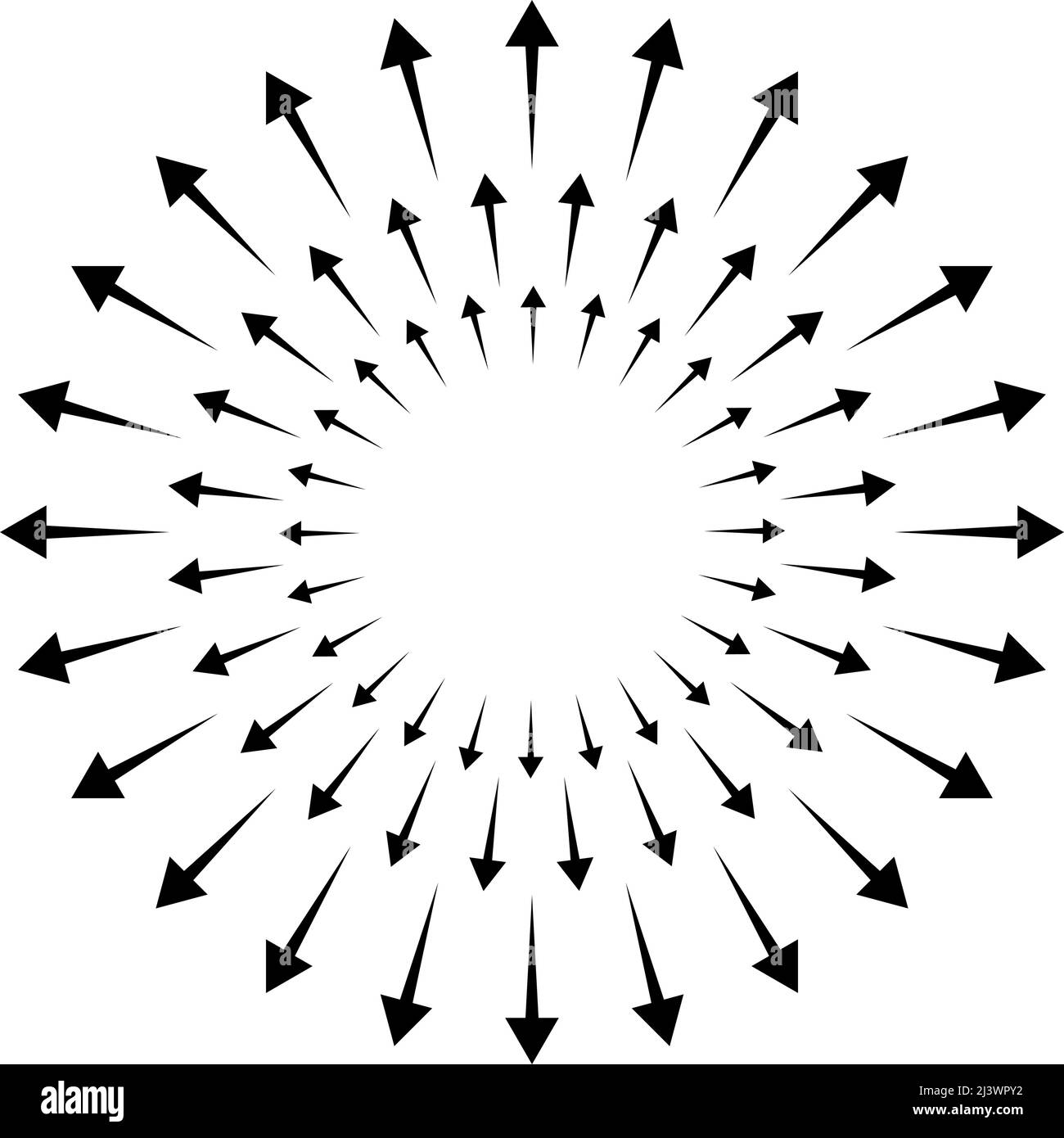 Outspreading, radial, radiating arrows. Diffusion, extension, spread ...