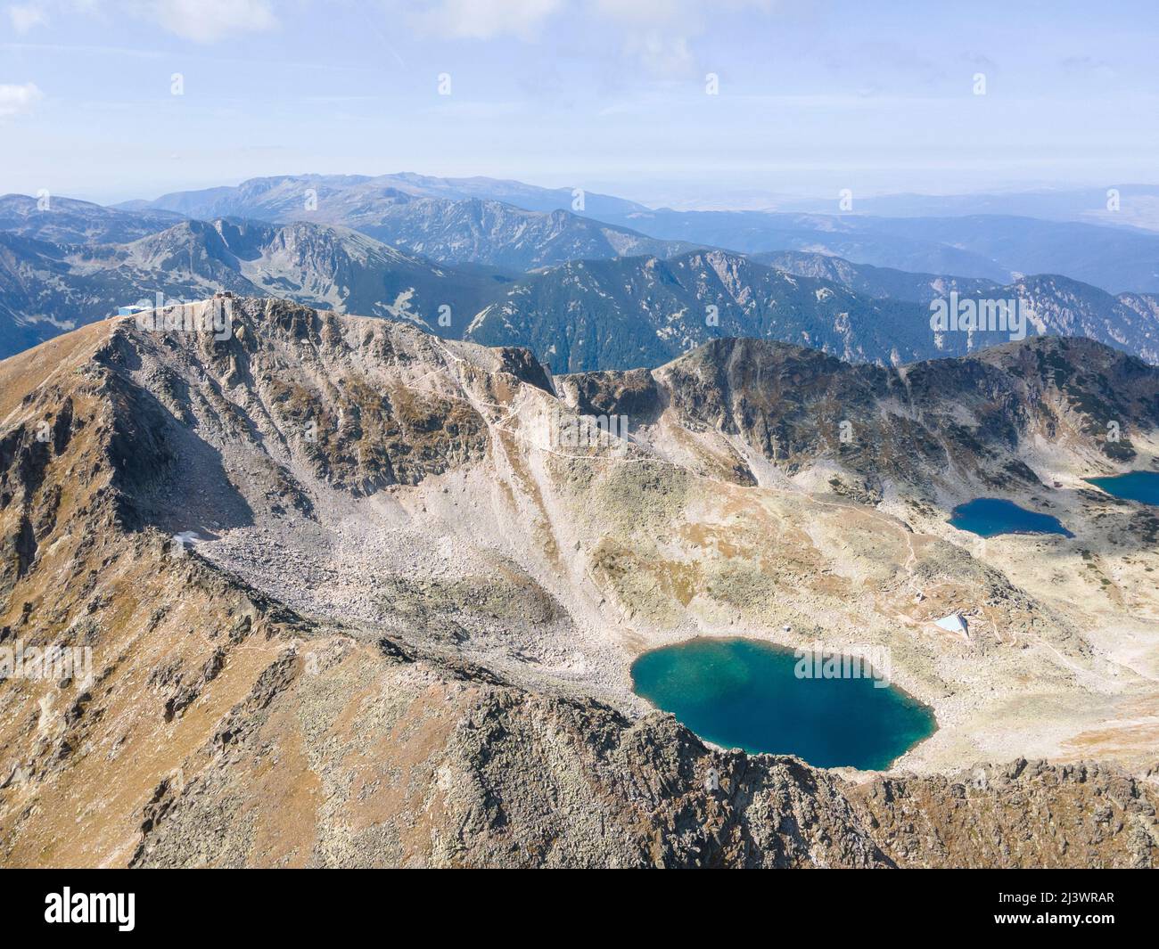 Amazing Aerial view of Rila mountain near Musala peak, Bulgaria Stock ...