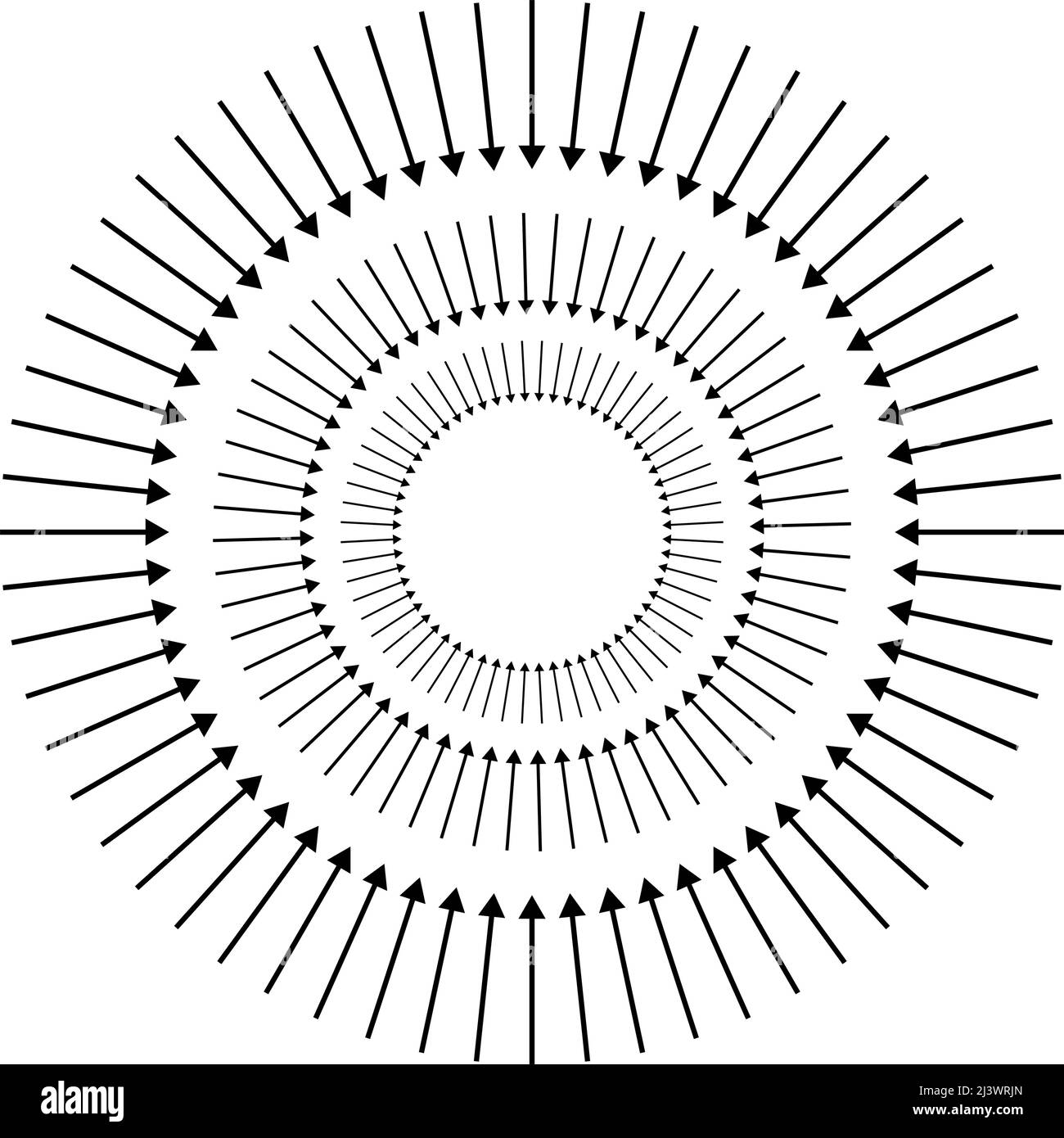 Arrows, pointers inward. Collect, intermix, gather, center and ...