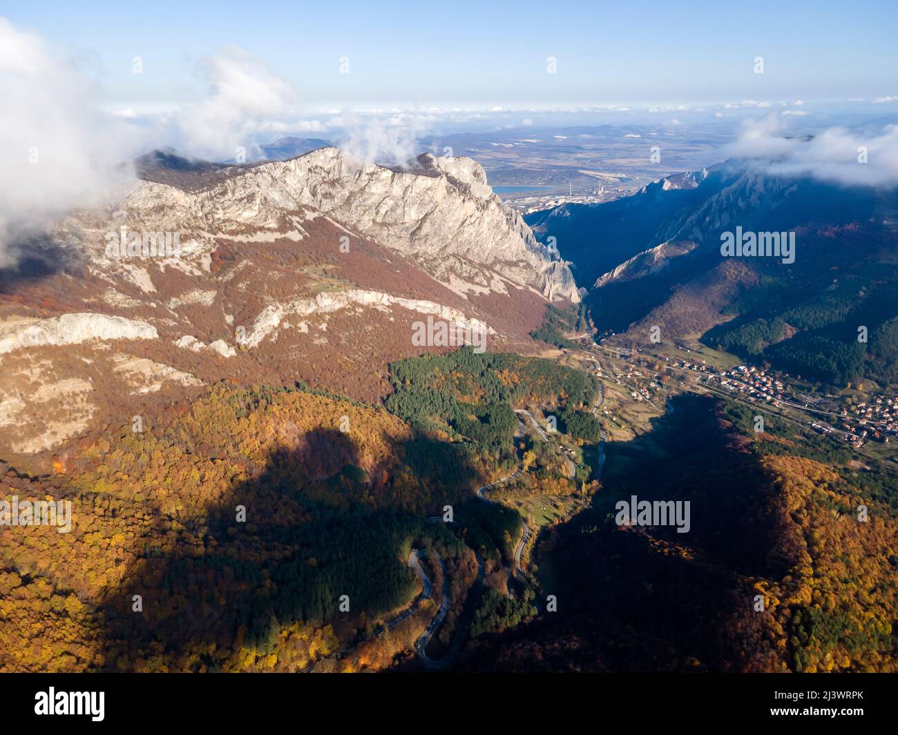 Amazing Aerial Autumn Landscape of Balkan Mountains and Vratsata pass ...