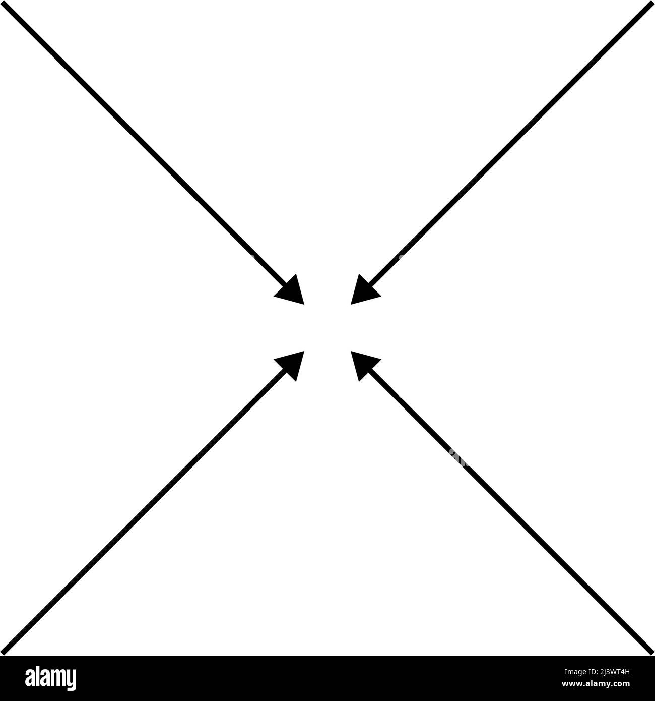 Arrows, pointers inward. Collect, intermix, gather, center and ...