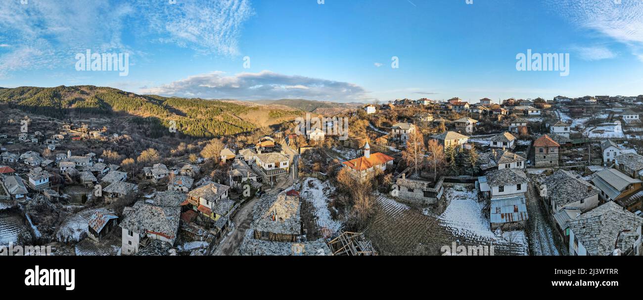 Aerial panorama of Village of Dolen with Authentic nineteenth century ...
