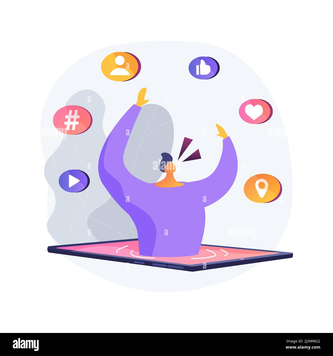 Smartphone addiction abstract concept vector illustration. digital ...