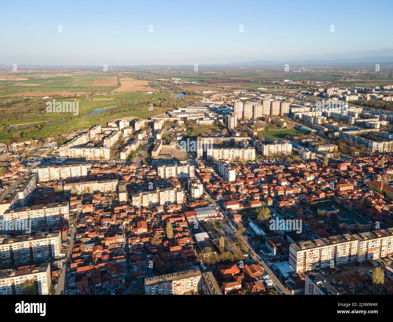Sunset Aerial view of Stolipinovo ghetto neighborhood in City of ...