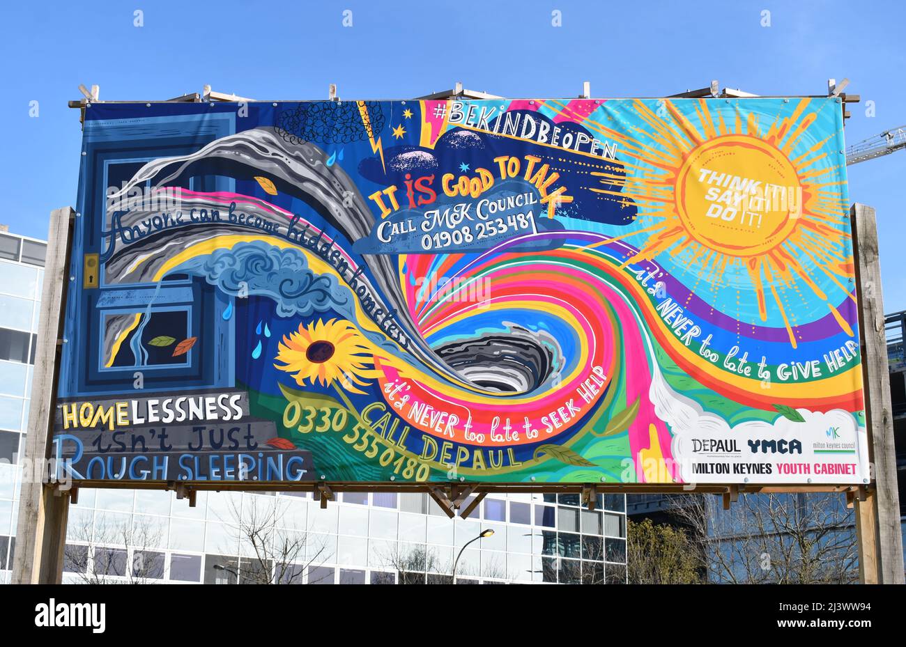 Billboard about services for the homeless at Station Square, Milton ...