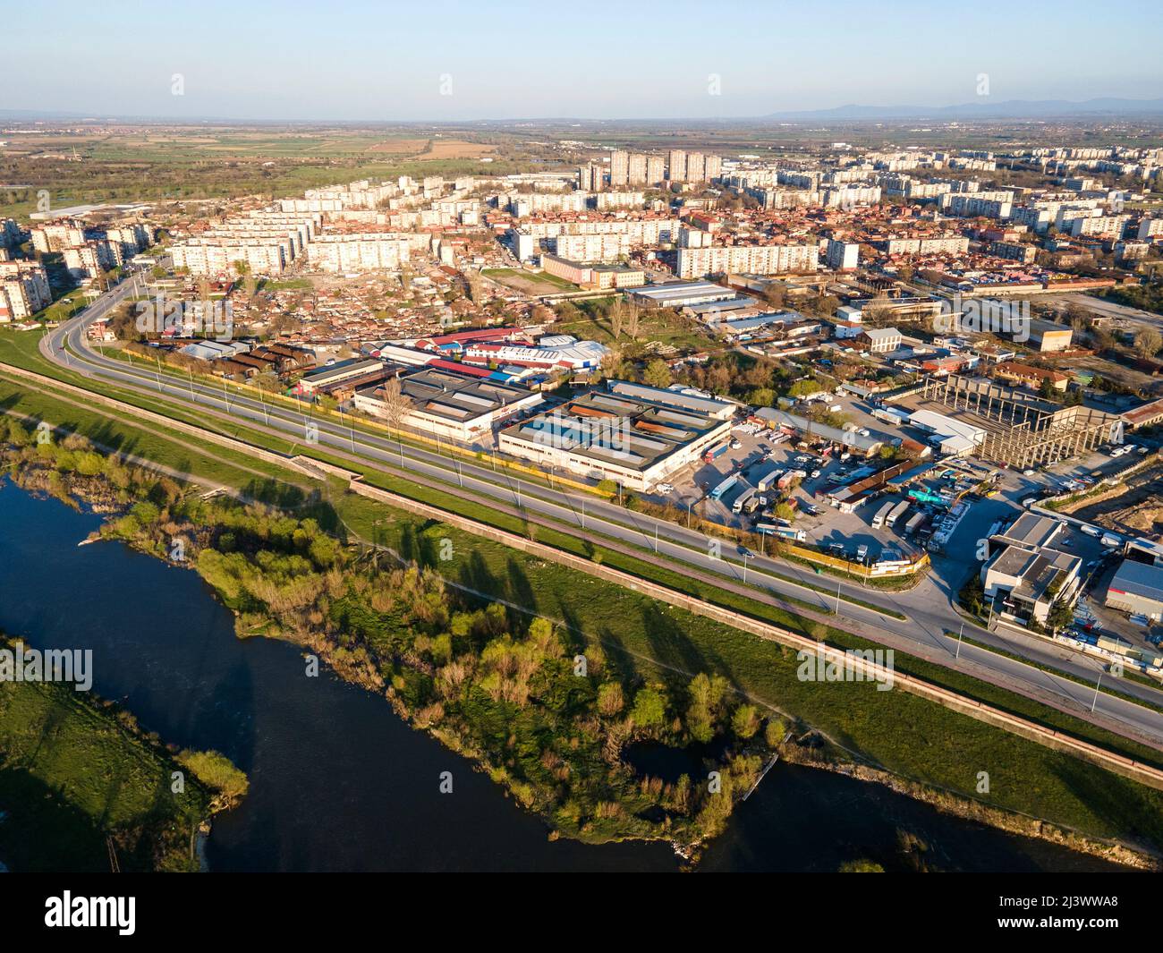 Sunset Aerial view of Stolipinovo ghetto neighborhood in City of ...