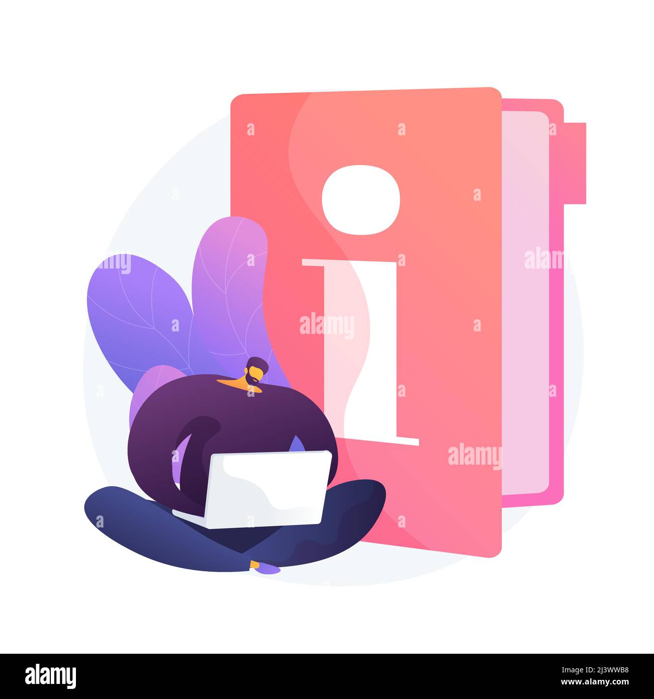 Instruction manual. Smart man with laptop studying handbook, reading ...