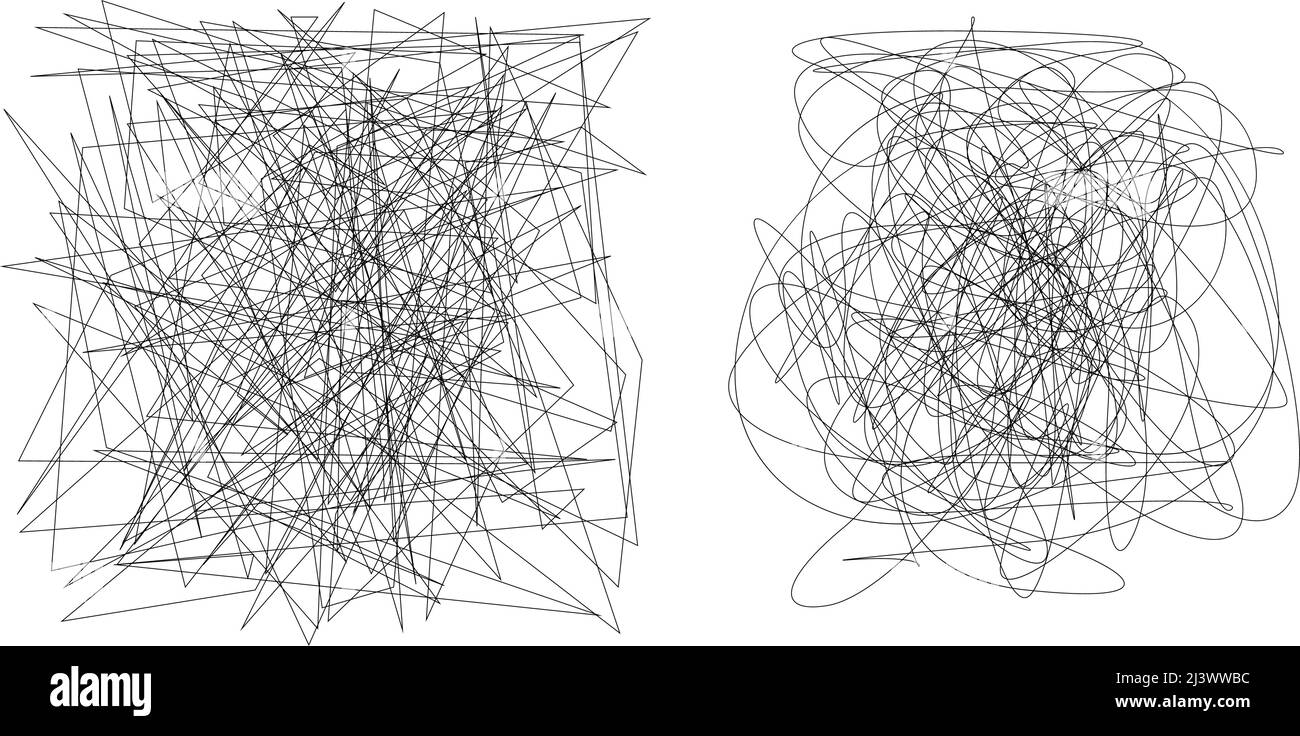 Matching pair of edgy, geometric, angular and rounded, squiggly ...