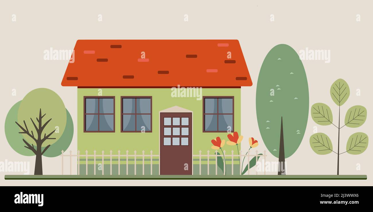 House with trees Stock Vector Image & Art - Alamy