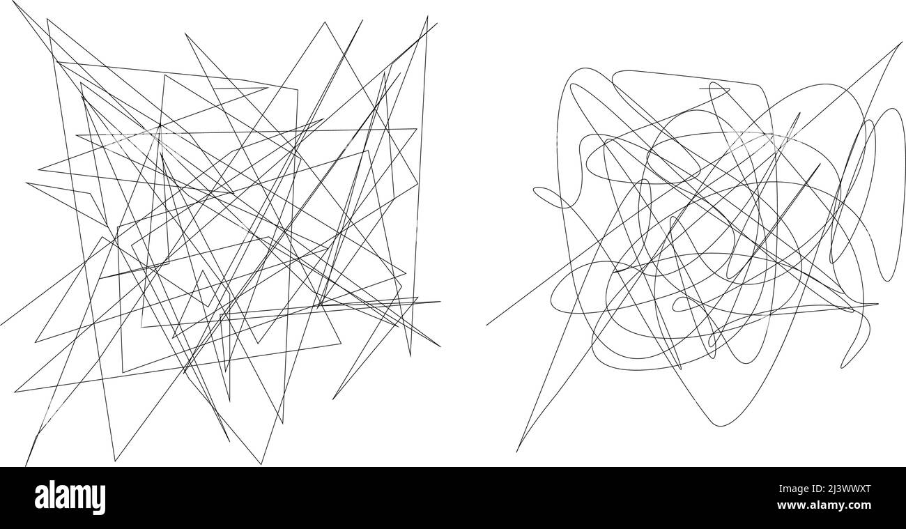 Matching pair of edgy, geometric, angular and rounded, squiggly ...