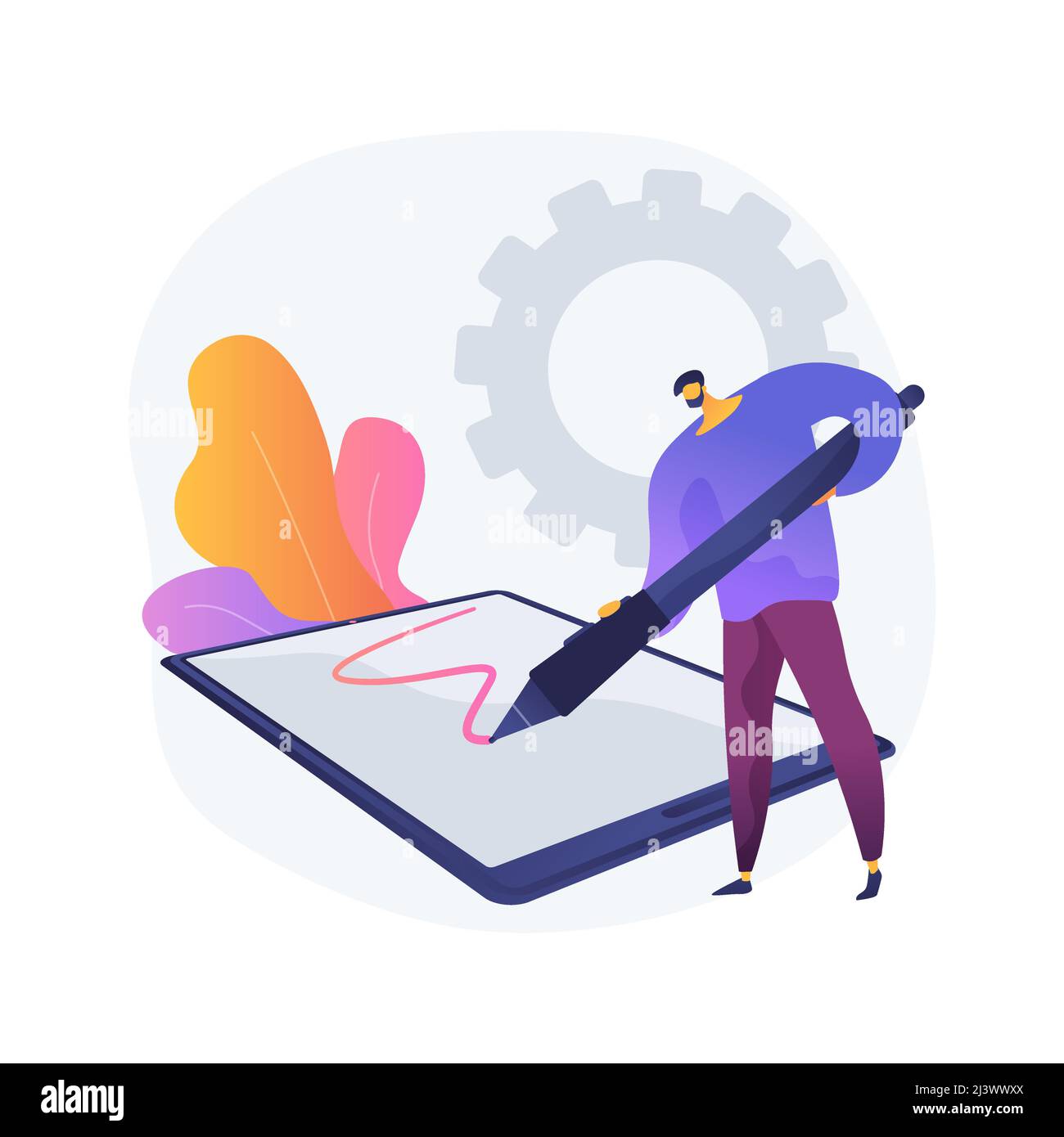 Digital pen abstract concept vector illustration. Digital writing ...