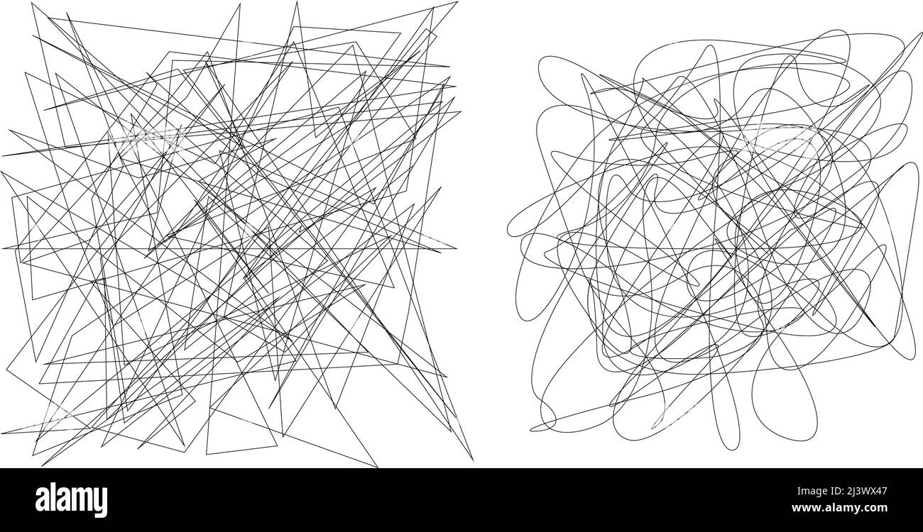 Matching pair of edgy, geometric, angular and rounded, squiggly ...