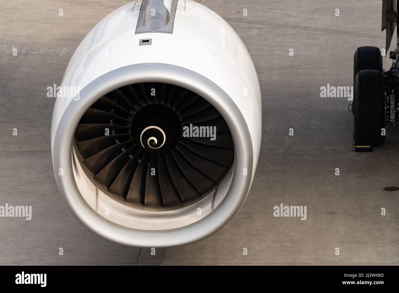 Zurich, Switzerland, March 2, 2022 Airbus A321 engine on a parking ...