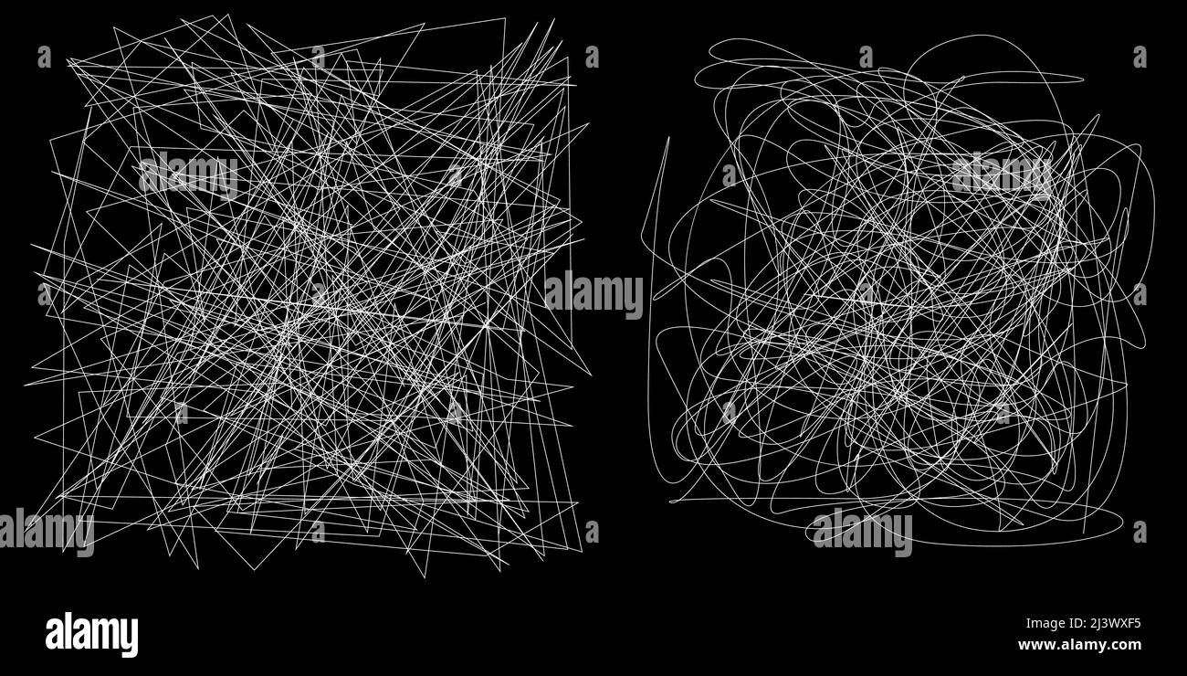 Matching pair of edgy, geometric, angular and rounded, squiggly ...
