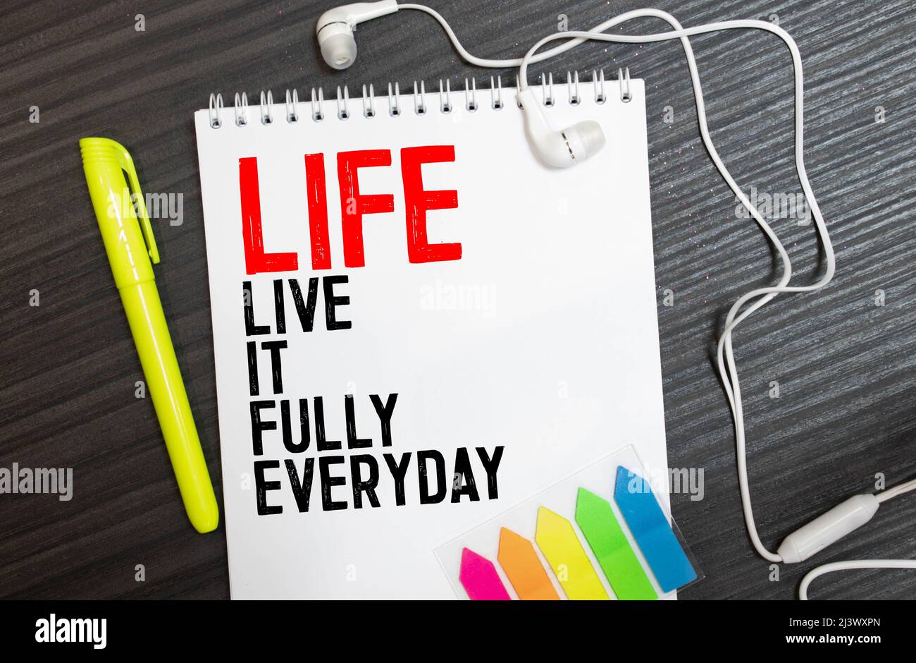 LIFE wooden alphabets on wood background with text acronym Live It ...