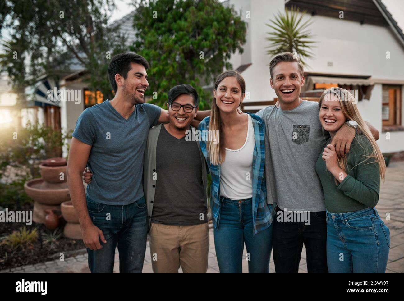 This is our gang. Portrait of a group of cheerful young friends ...