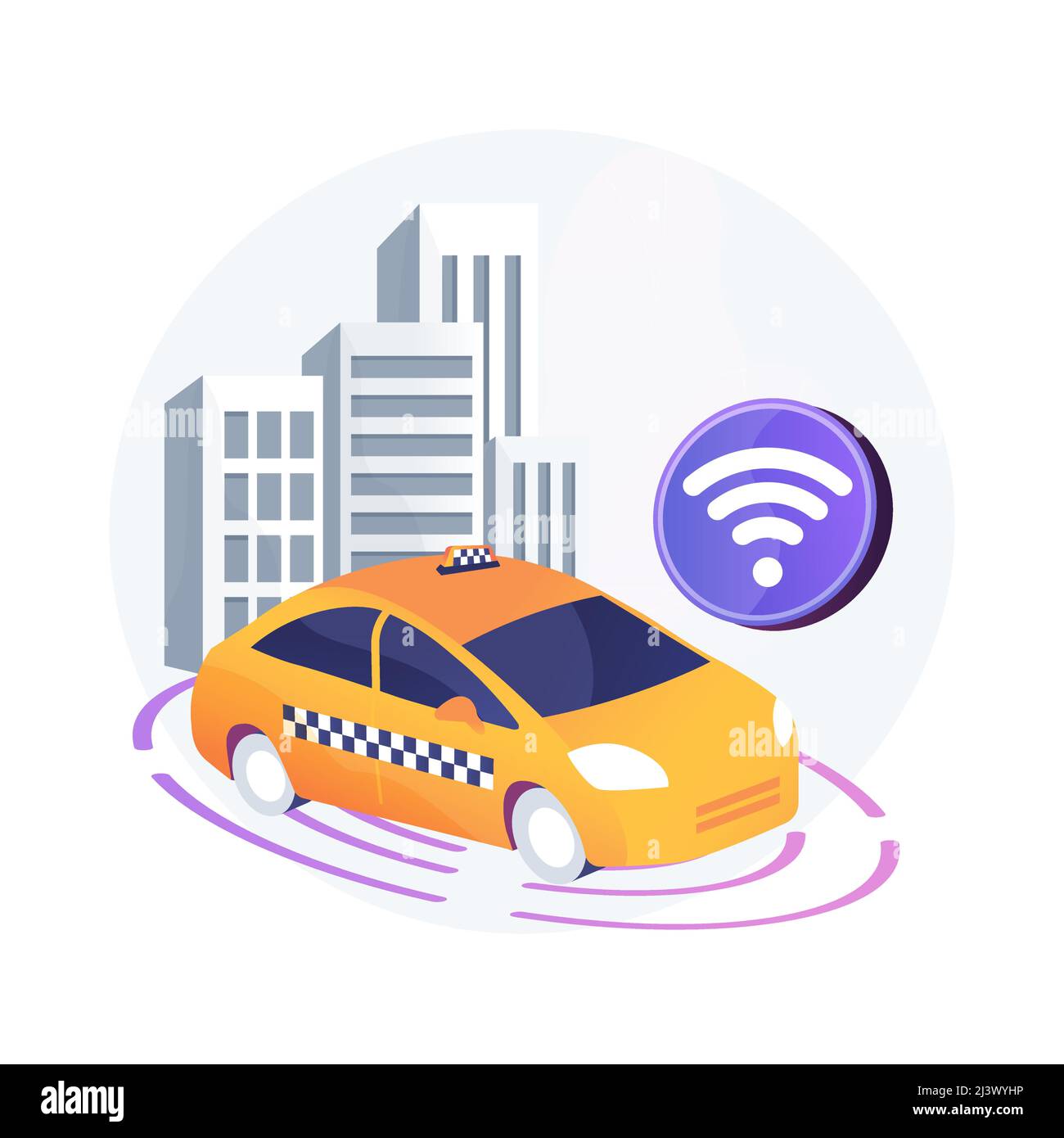 Autonomous taxi abstract concept vector illustration. Self driving taxi ...