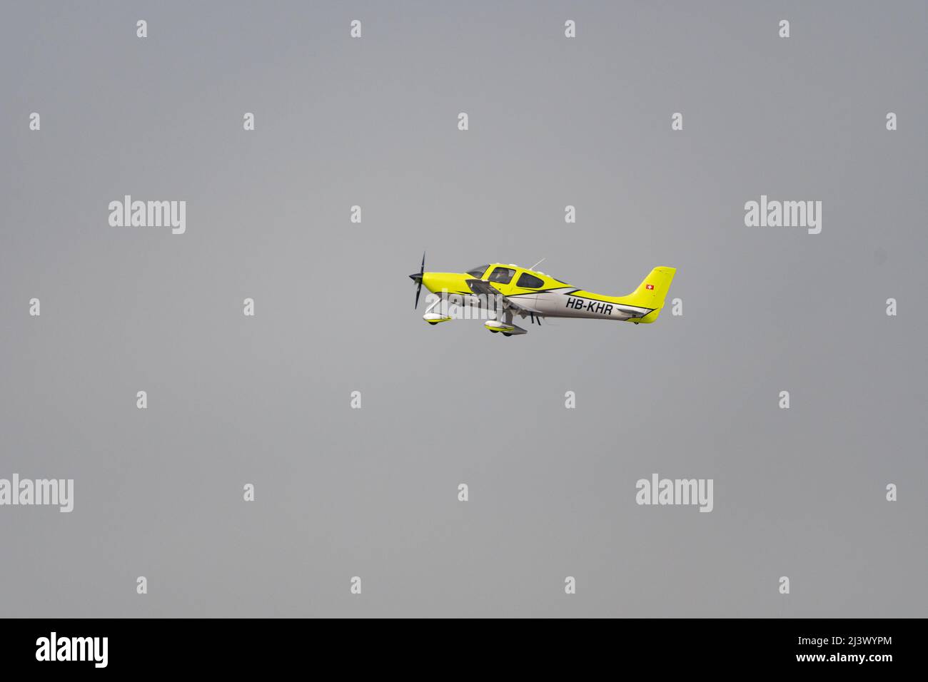 Zurich, Switzerland, March 2, 2022 Cirrus SR20 propeller plane just ...