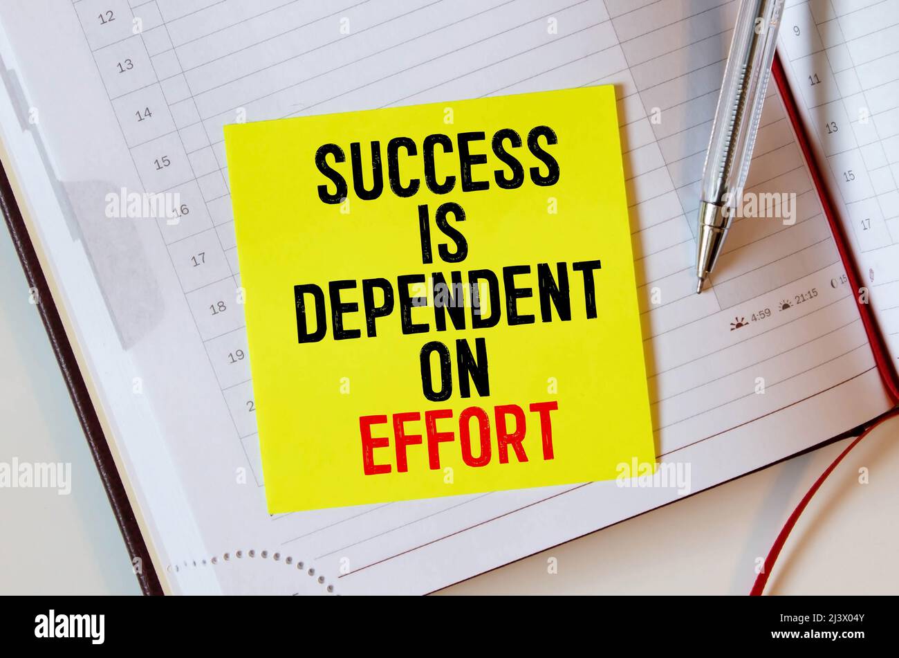 success depends on your effort and a little luck text write on paper ...