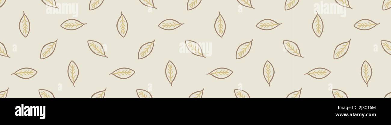Gender neutral foliage seamless vector border. Simple whimsical 2 tone ...