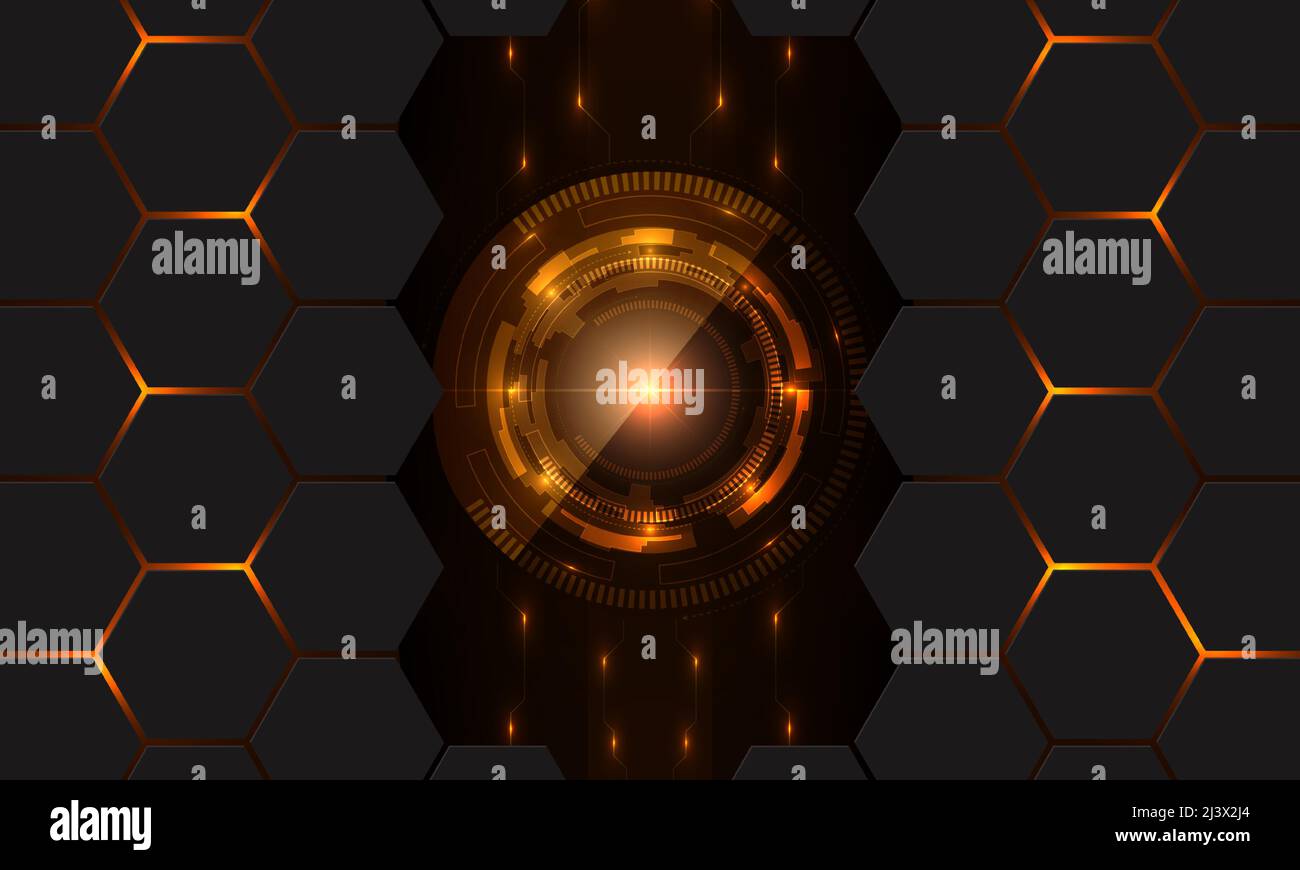 Abstract vector innovation technology concept background with circuit board and hexagonal grid ...