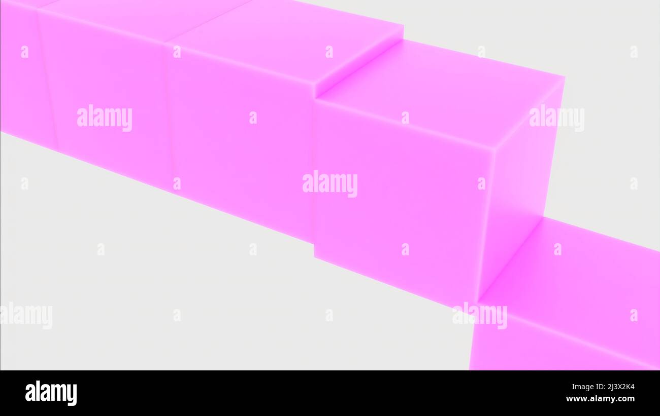 Cubes rising in row. Design. 3D squares rise alternately. Squares move ...