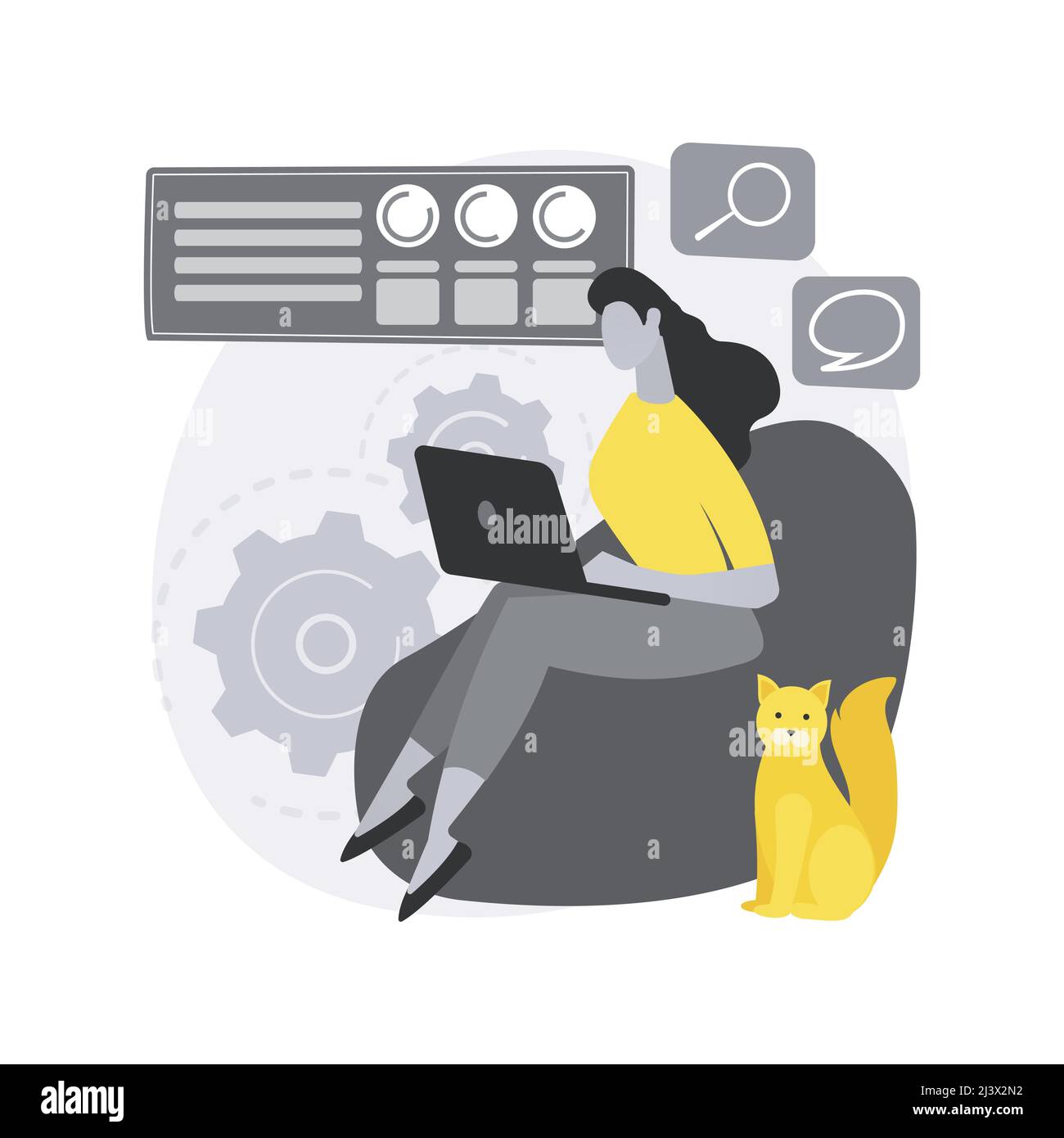 Work home office abstract concept vector illustration. Online virtual ...