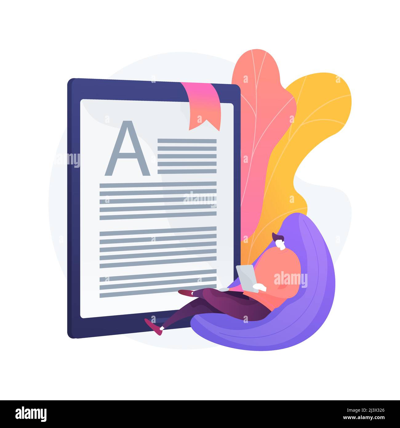 Digital reading abstract concept vector illustration. E-classroom ...