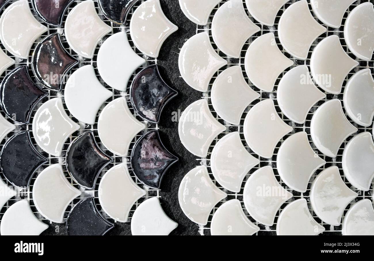 Ceramic mosaic tile in the forme of fish scales Stock Photo - Alamy