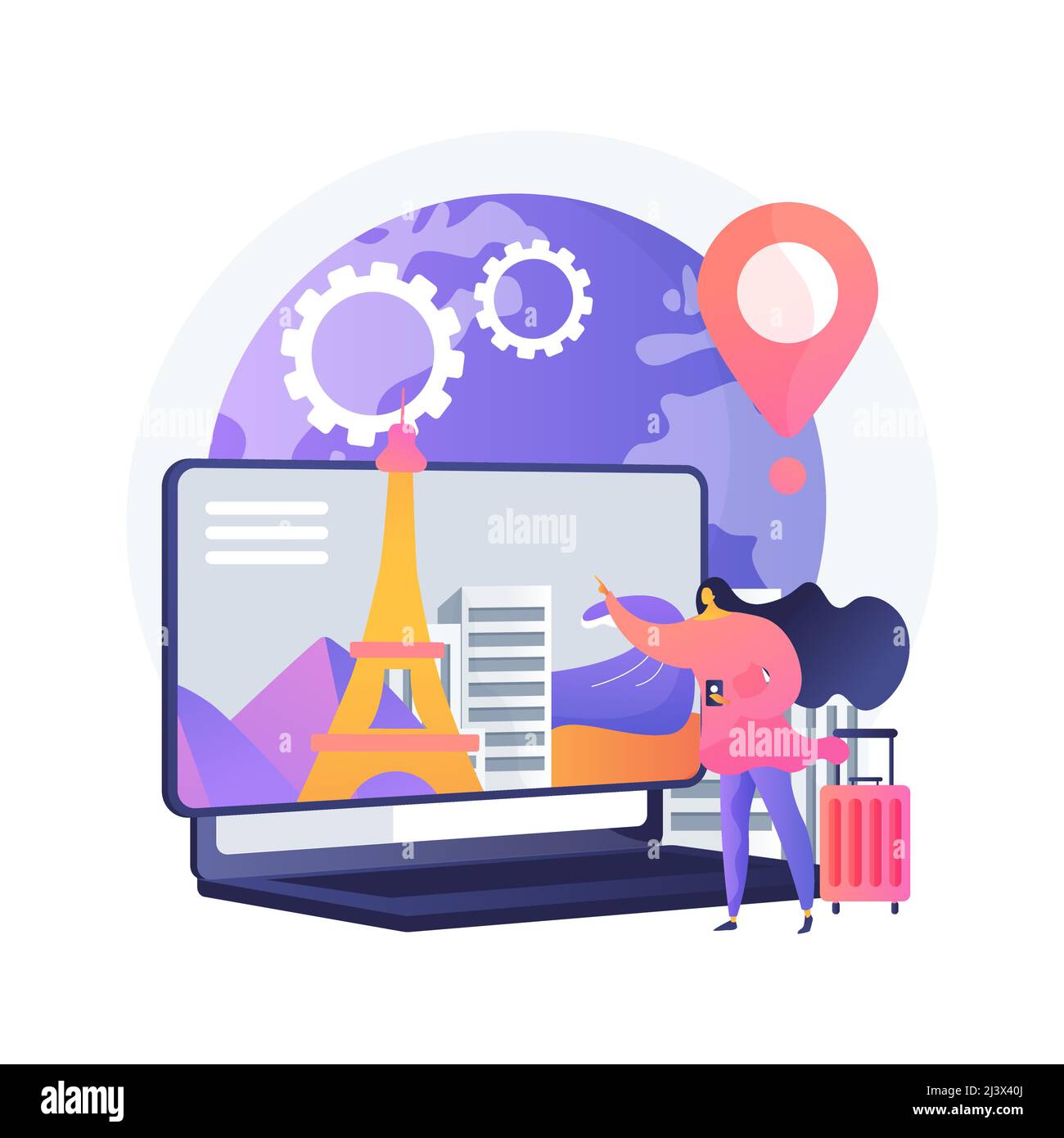Smart tourism system abstract concept vector illustration. Digital ...