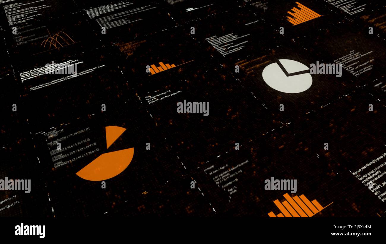 Digital data and computer graphs background with changing data ...