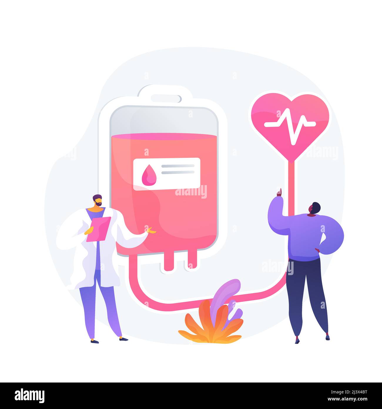 Blood donation. Doctor and patient cartoon characters. Volunteer ...