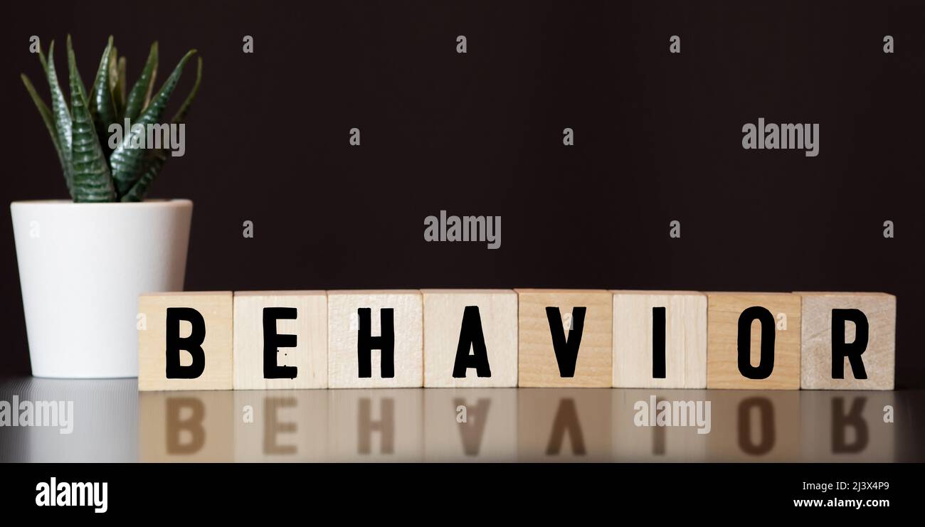 BEHAVIOR word written on wood block Stock Photo - Alamy
