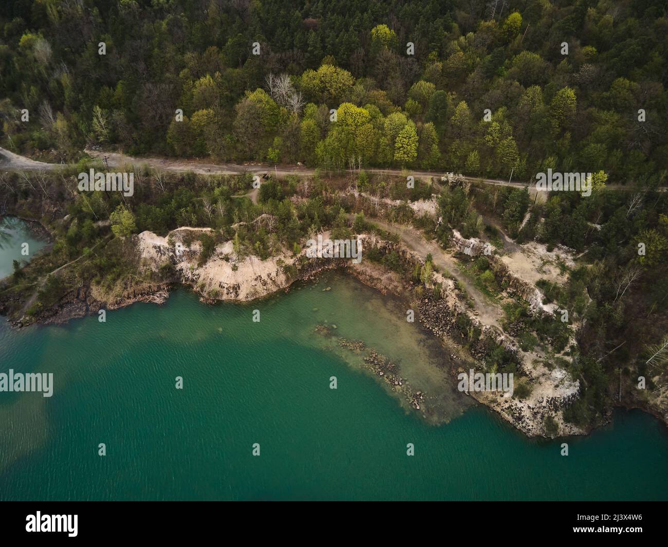 Aerial drone view Basalt columns Amazing industrial landscape, on ...