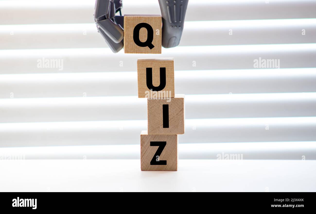 Word quiz made wooden hi-res stock photography and images - Alamy