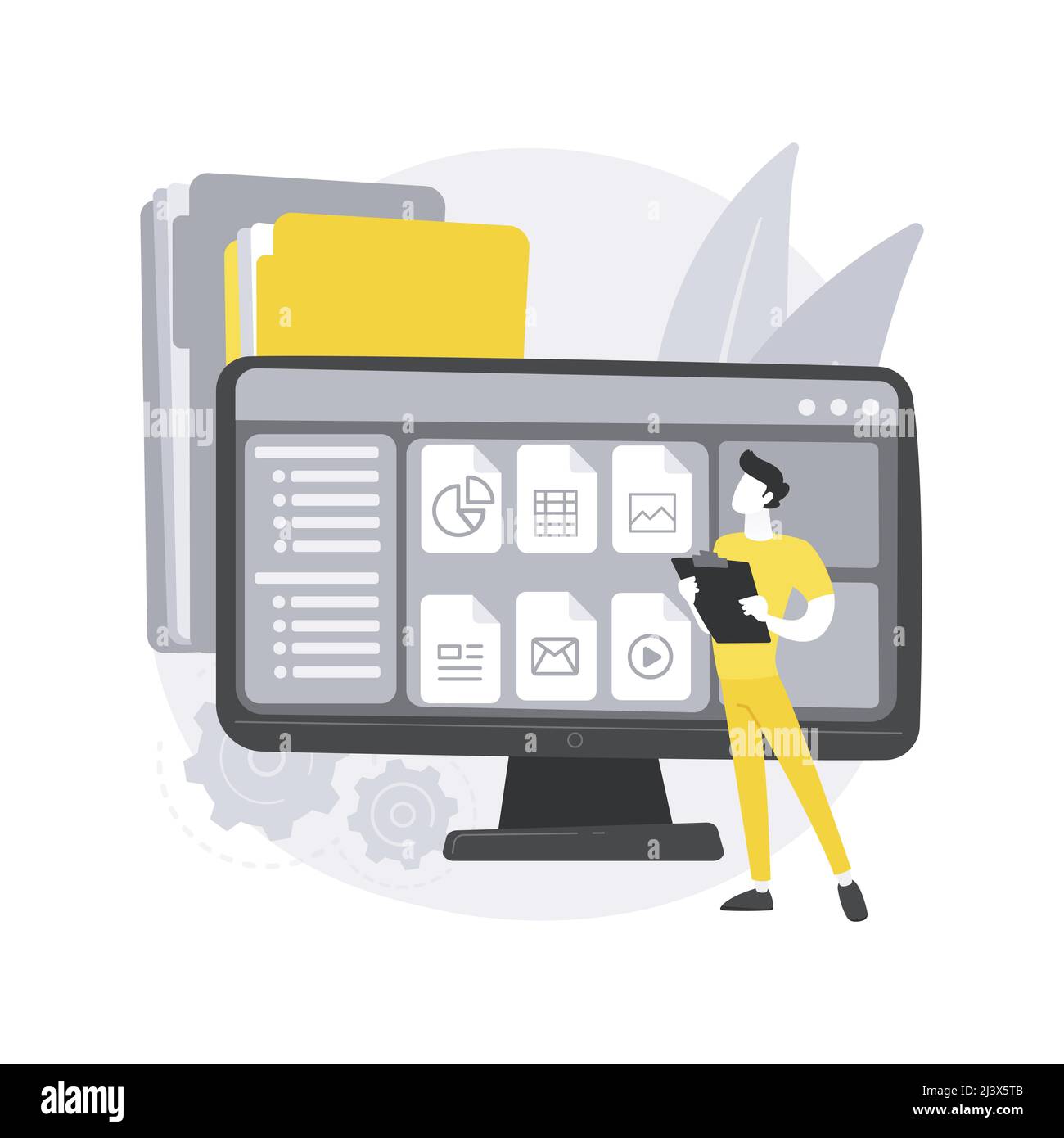 Document management soft abstract concept vector illustration. Document flow app, compound docs ...