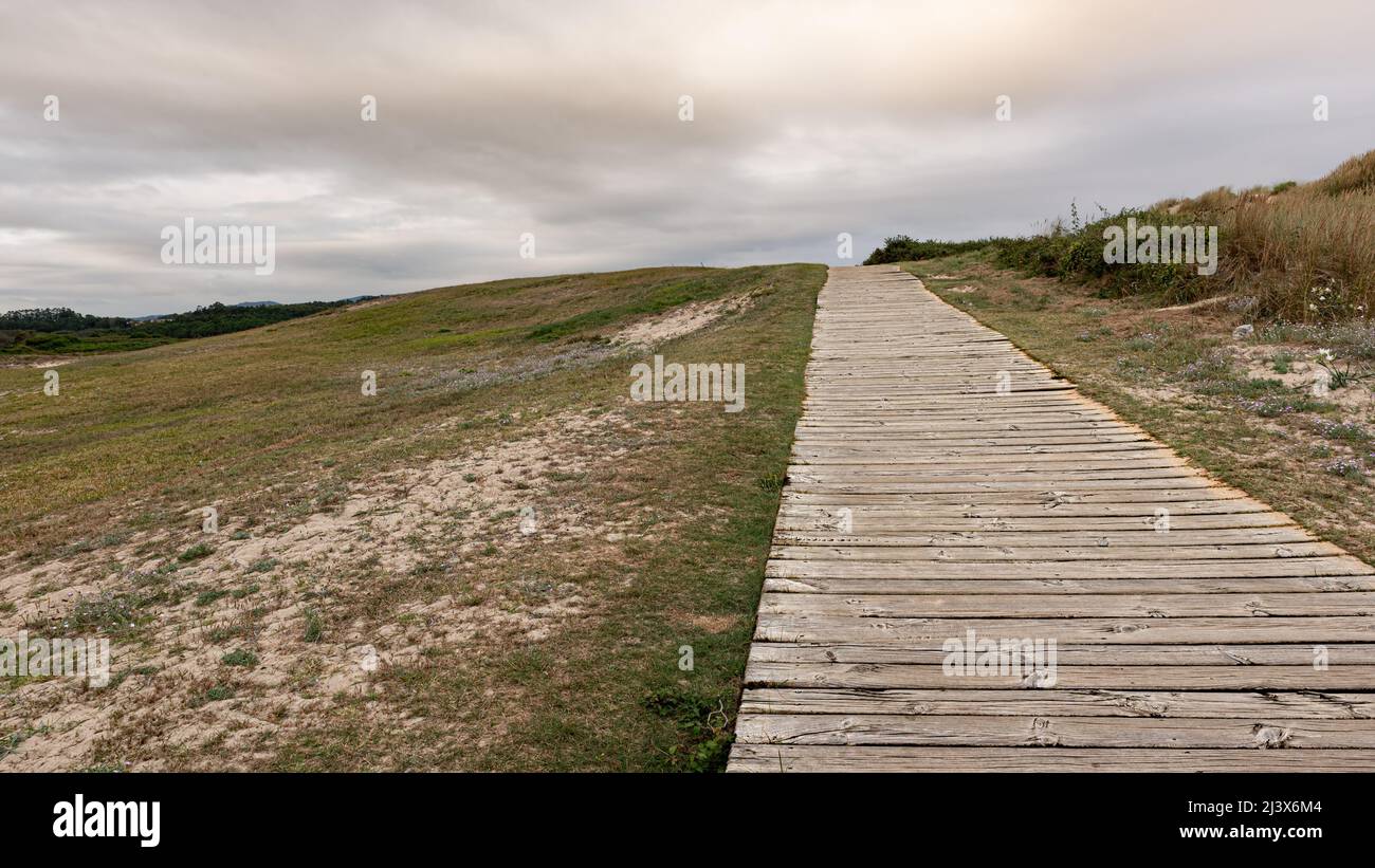 Path to the beach and the horizon, path and nature. This is wooden ...