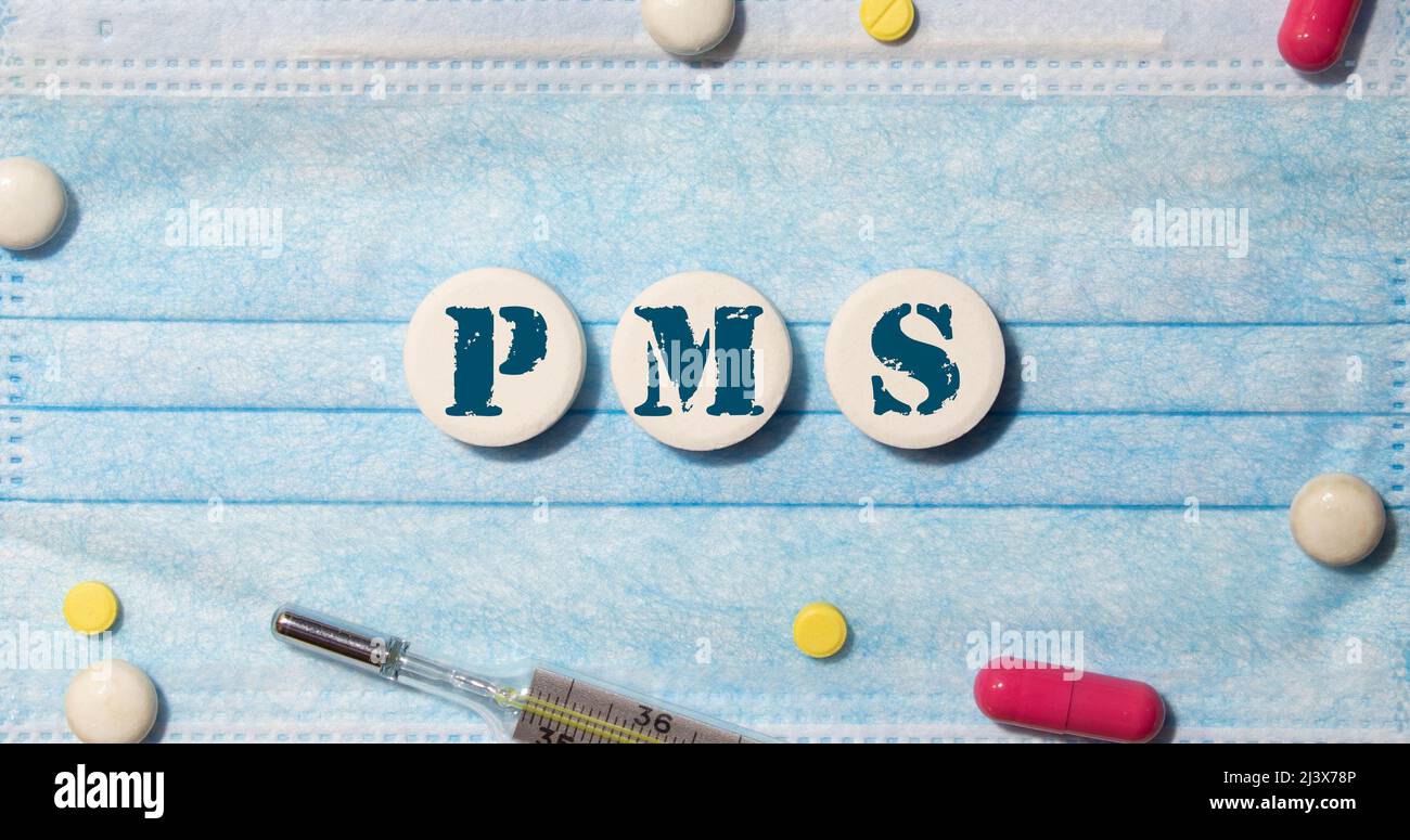PMS Word Made With Colorful Blocks On Table Stock Photo - Alamy