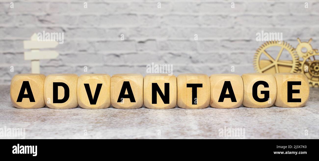 Advantage word made with building blocks. Business competitors concept ...
