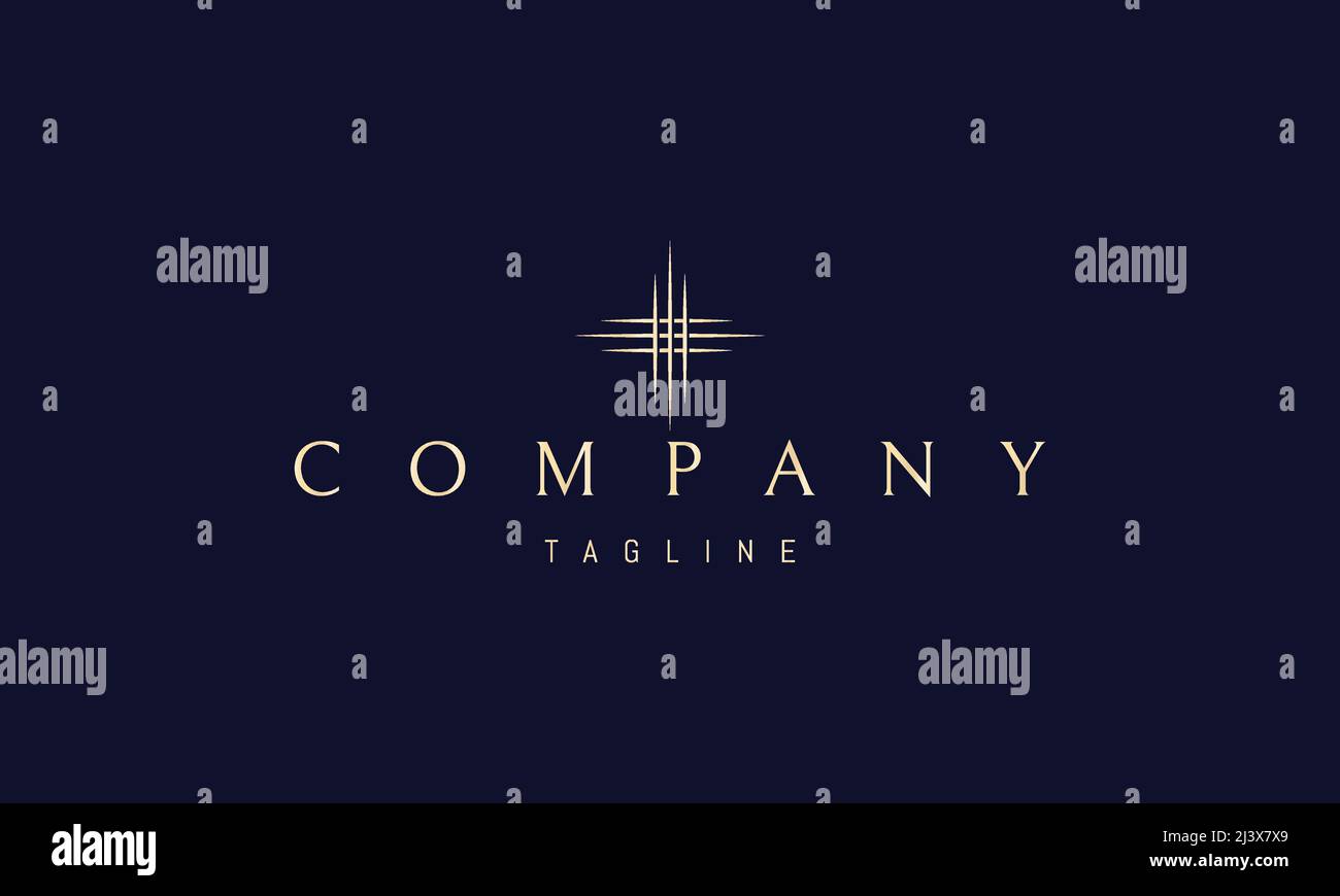 Vector golden logo on which an abstract image of a sharp cross made up ...