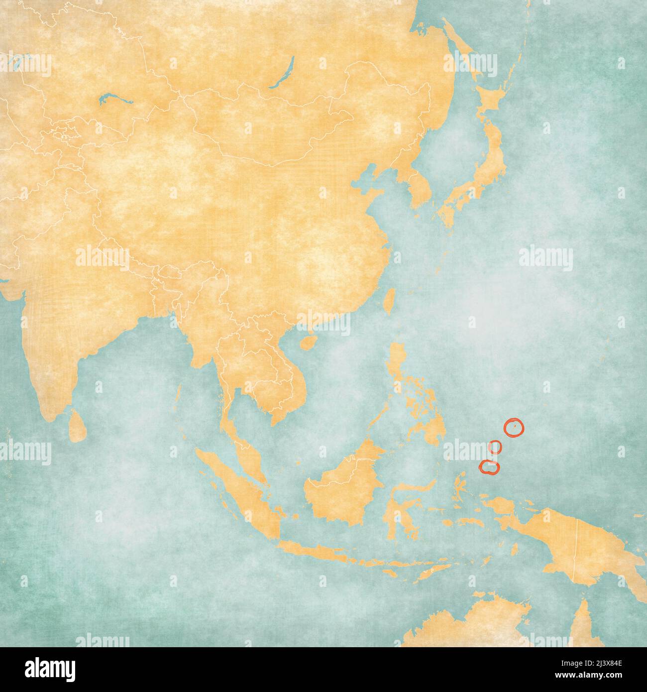 Palau (Palauan flag) on the map of East and Southeast Asia in soft ...