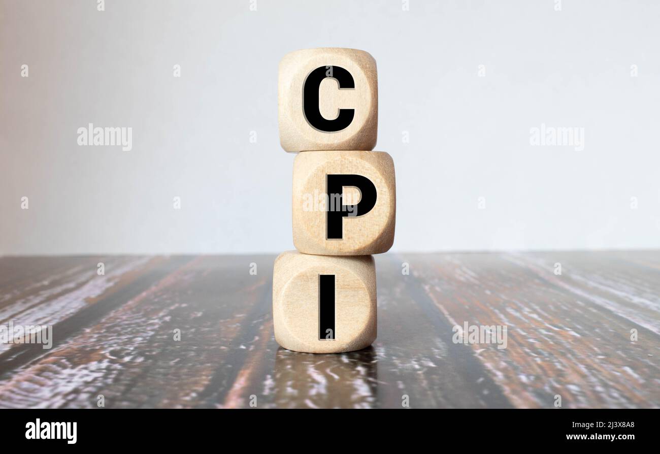 Letter block in word CPI abbreviation of consumer price index on wood ...