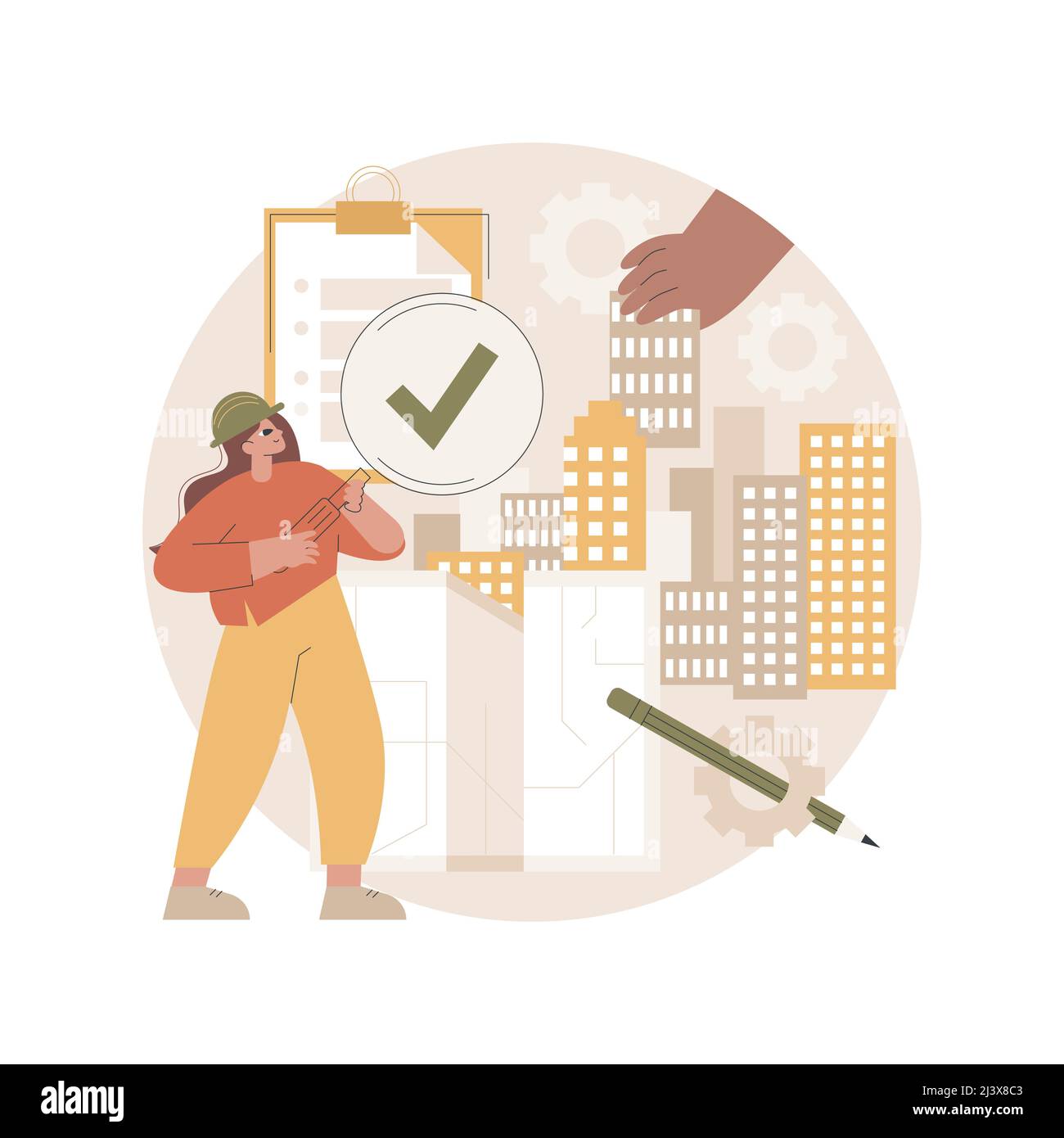 Construction quality control abstract concept vector illustration ...